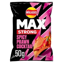 Walkers Max Strong Spicy Prawn Cocktail Crisps 50g (24 Pack ...